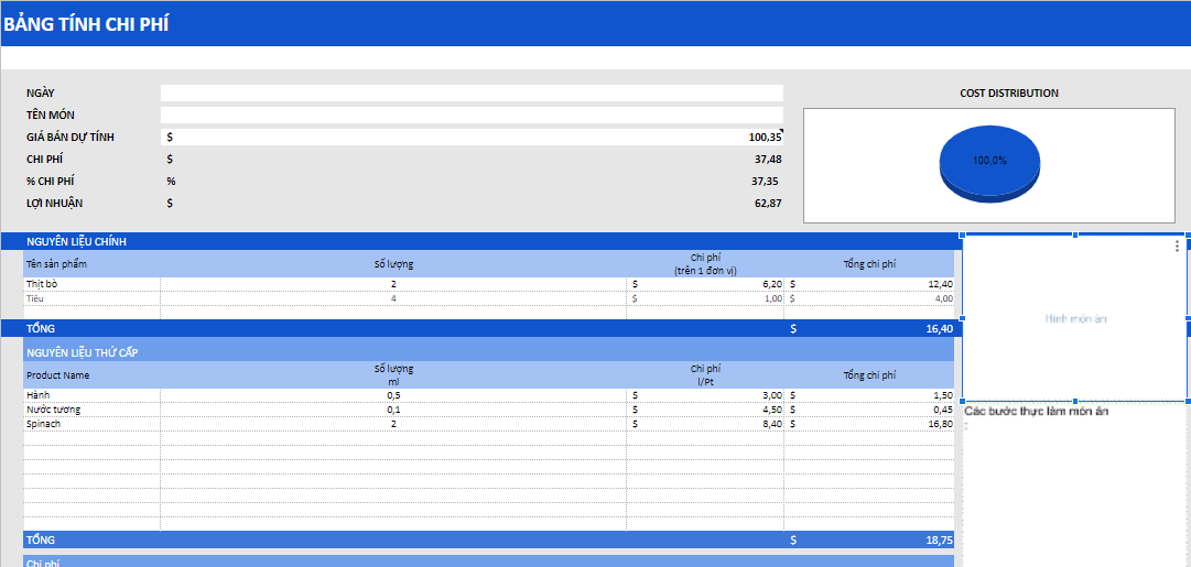 [Tải miễn phí] file excel tính cost đồ uống nhanh chóng và tiện lợi
