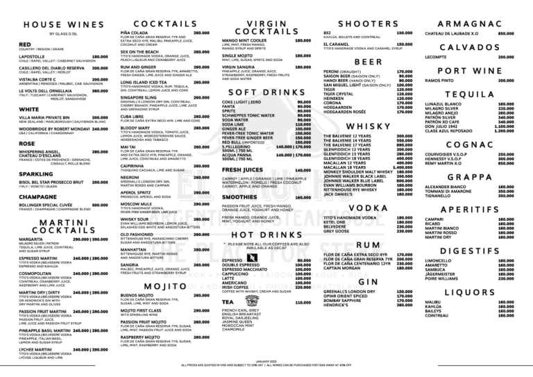 EL Gaucho menu – Nhà hàng bít tết “trứ danh” mang đậm phong vị cao bồi